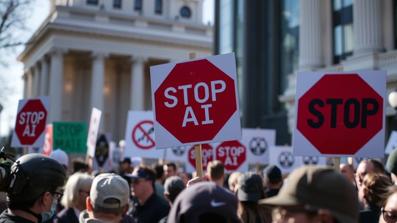 Stop AI Protesters Demand Action Against OpenAI's AI Development ...